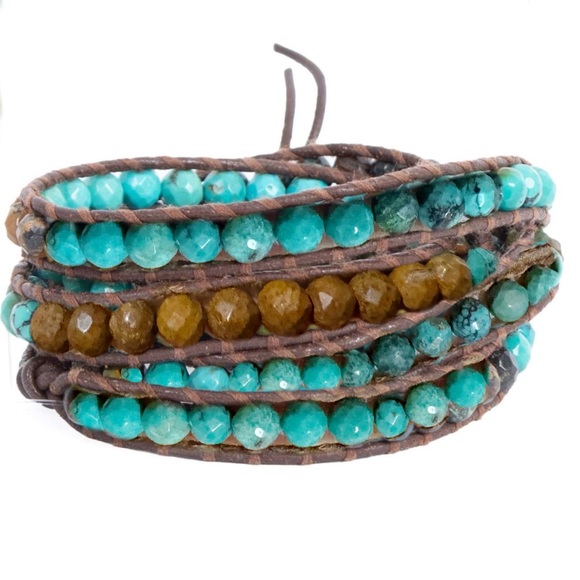 Chan Luu | Jewelry | Chan Luu Wrap Boho Turquoise Brown Leather Bracelet | Poshmark
